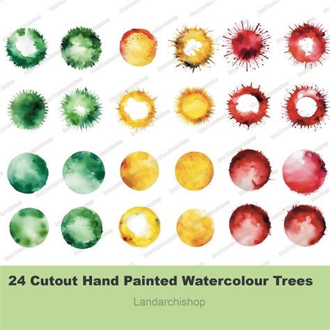 Watercolour Tree Top View Plan View Cutout Art Clip Art Landscape