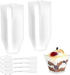 Gvolatee 50 pièces 2oz 60 ml tasses coupes gobelets à dessert avec