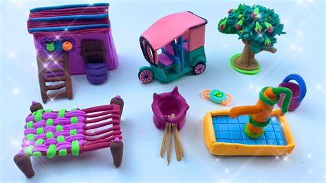 Diy How To Make Polymer Clay Miniature House Rikshaw Kitchen Set