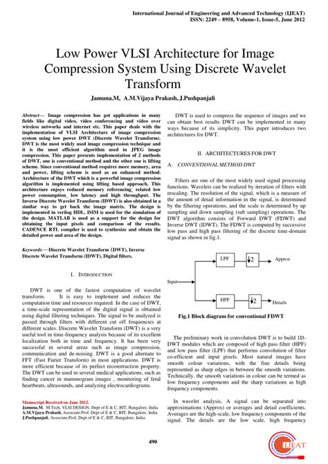 pdf low power vlsi architecture for image compression system using discrete wavelet transform