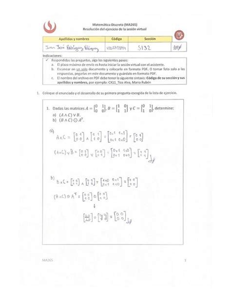 Matemática Discreta MA265 AAD Ejercicios Juan José Rodríguez