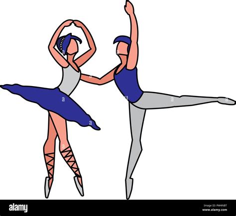 Pareja de bailarinas de ballet bailar sobre fondo blanco ilustración