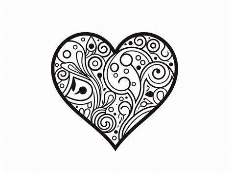 Paisley Heart Coloring Fun Coloring Page