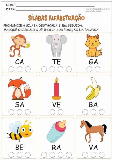 Sílabas Alfabetização Mestre do Saber