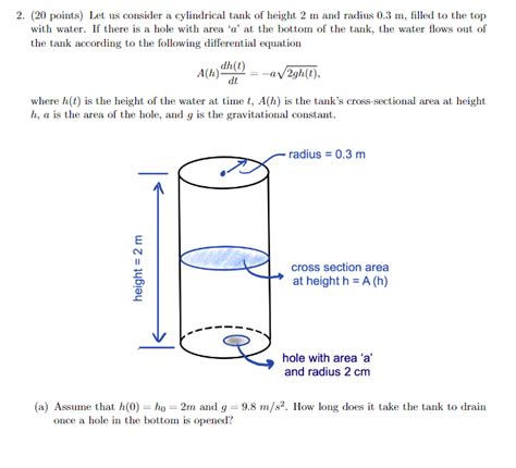 Solved 2 20 Points Let Us Consider A Cylindrical Tank Of Chegg