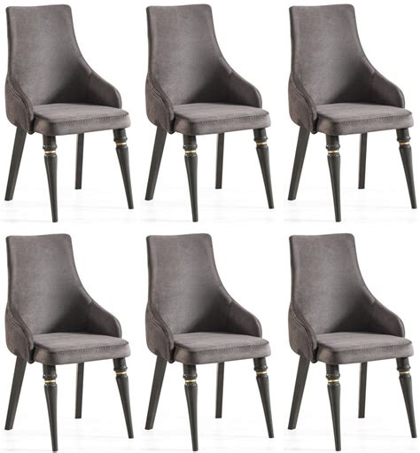 Casa Padrino Luxus Art Deco Esszimmer Stuhl Set Grau Gold 57 X 55 X H