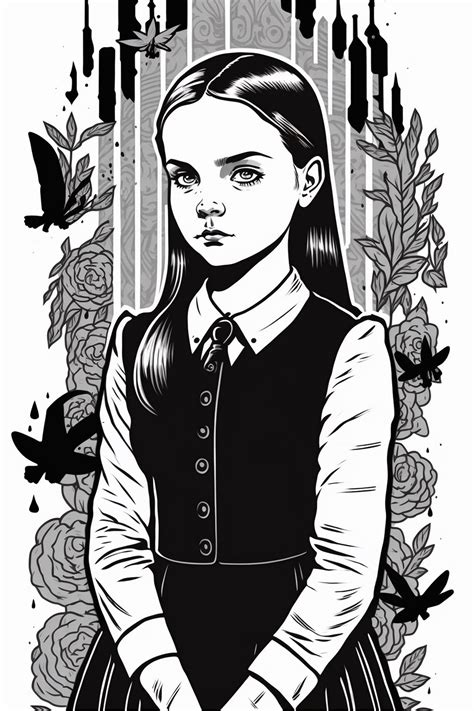 Libro de colorear Miércoles Addams Merlina Addams Wednesday Etsy España