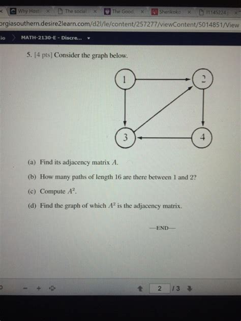 solved consider the graph below find its adjacency matrix
