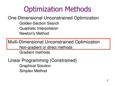 ppt optimization multi dimensional unconstrained optimization part i non gradient methods