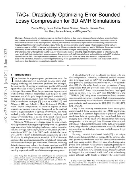 pdf tac drastically optimizing error bounded lossy compression for 3d amr simulations