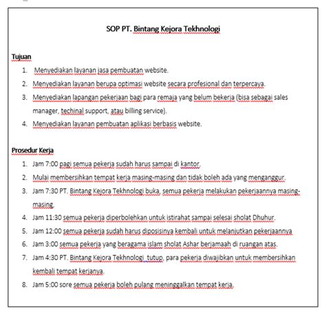 Standar Operasional Prosedur SOP Cara Membuat Dan Manfaatnya