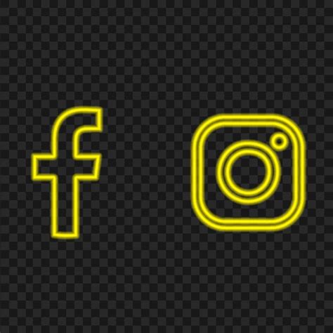 HD Facebook Instagram Glowing Yellow Neon Logos Icons PNG Citypng