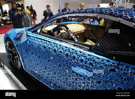 A Life Size Bugatti Chiron Made From Lego Is Seen On Display During