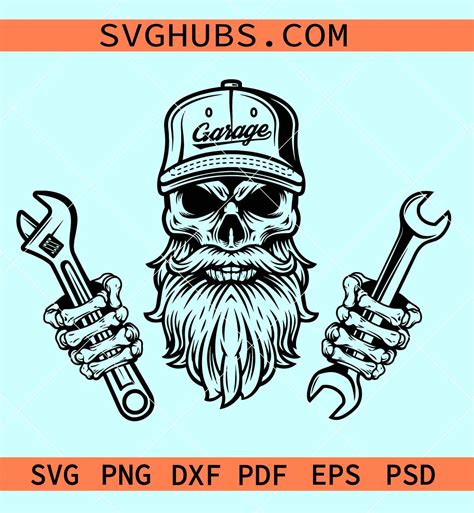 Skull Mechanic Svg Skull With Wrenches Svg Mechanic Skull Svg