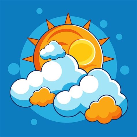 El Sol De Dibujos Animados Con Nubes Vector Premium
