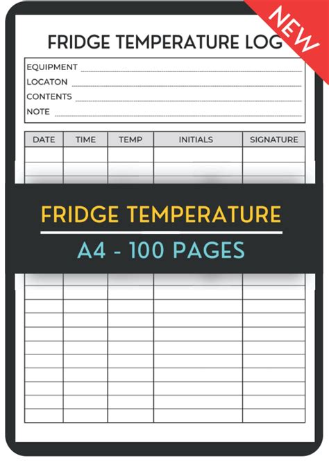 Buy Fridge Temperature Log Book A4 Daily Temperature Log Sheet For