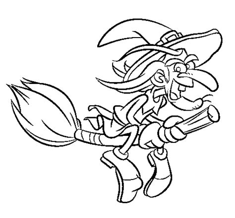 Desenho De Bruxa Em Vassoura Voadora Para Colorir Colorir