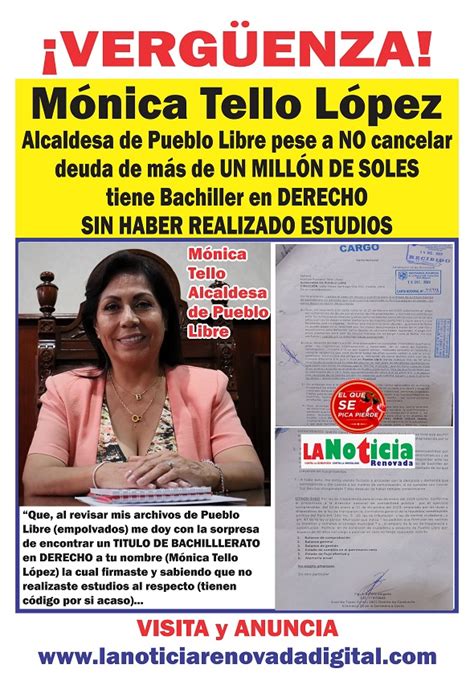Alcaldesa de Pueblo Libre Mónica Tello no cancela deuda de más de