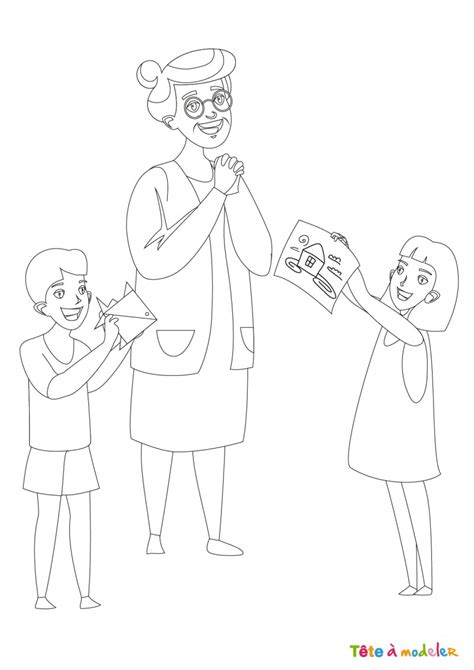 Coloriage pour mamie 7 avec Tête à modeler