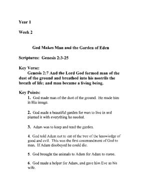Fillable Online Genesis Then The Lord God Formed A Man From