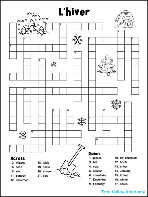 Winter Themed Crossword Puzzles