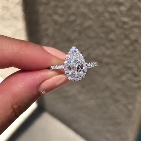 1 5 CT Pear Cut Moissanite Engagement Ring Halo Pear Shaped Etsy