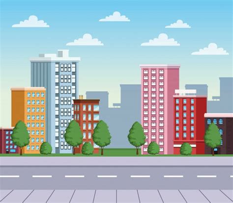 Paisaje Urbano De Edificios Con Escena U Premium Vector Freepik
