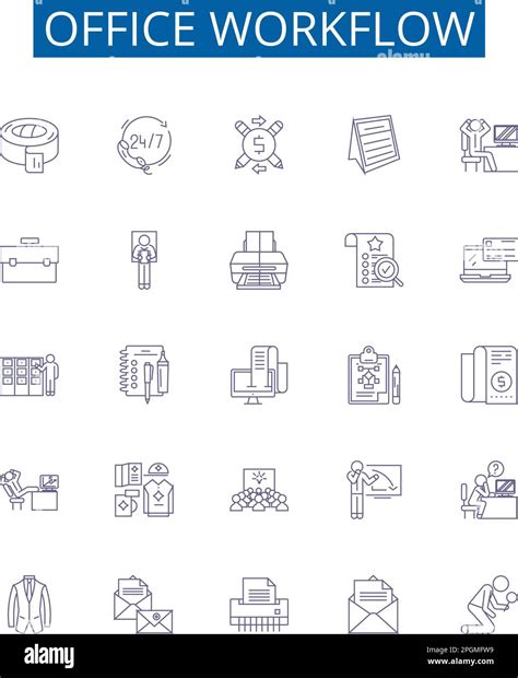 Office Workflow Line Icons Signs Set Design Collection Of Workflow