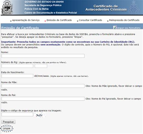 Antecedentes CriminaisConsulta Outra PessoaPREJUÍZOS de não EMITIR
