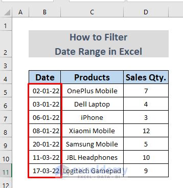 How To Filter Date Range In Excel 5 Easy Methods