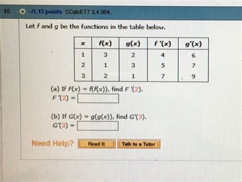 solved let f and g be the functions in the table below a