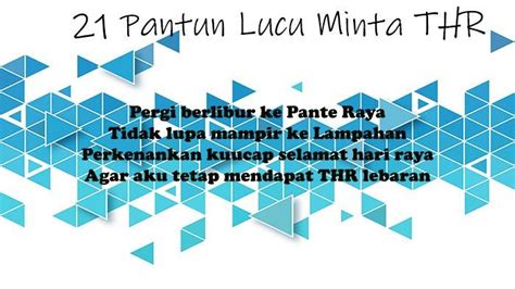VIRAL TIKTOK 21 Pantun Lucu Minta THR Untuk Idul Fitri 2024 Cocok