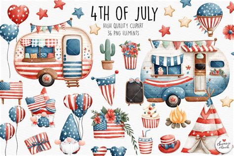 Watercolor 4th July Clipart Independence Day 2450797
