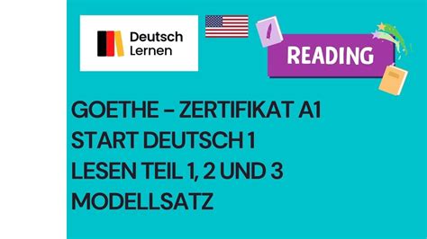 Lesen Komplett Modellsatz Goethe Zertifikat A1 Start Deutsch 1 YouTube