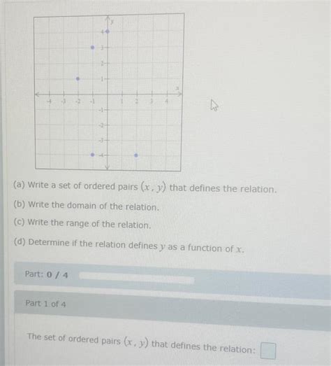 solved a write a set of ordered pairs x y that defines