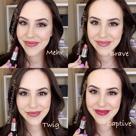 Mac Lipsticks Lip Swatches Mehr Brave Twig And Captive Lip