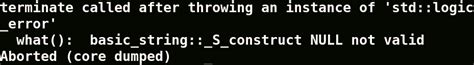 运行时错误terminate called after throwing an instance of std logic error