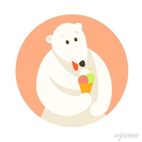 Urso Dos Desenhos Animados Comendo Sorvete Estilo Simples Cartazes