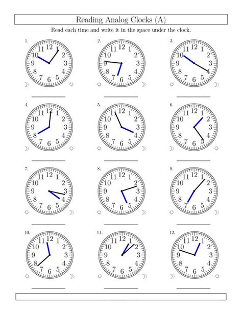 Analog Clock Reading Worksheets