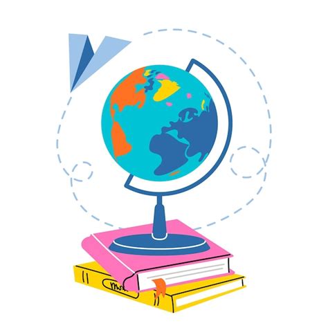 Globo escolar uma pilha de livros conceito de educação mão