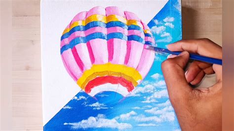 Acrylic Painting How To Paint A Hot Air Balloon In The Sky Aesily For