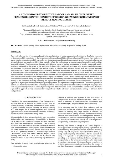 pdf a comparison between the hadoop and spark distributed frameworks in the context of region