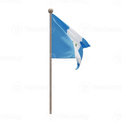 Guatemala 3d Illustration Flag On Pole Wood Flagpole 11234347 PNG