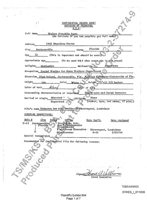 Inside The Perversion Files Walter Franklin Agee Documents Los