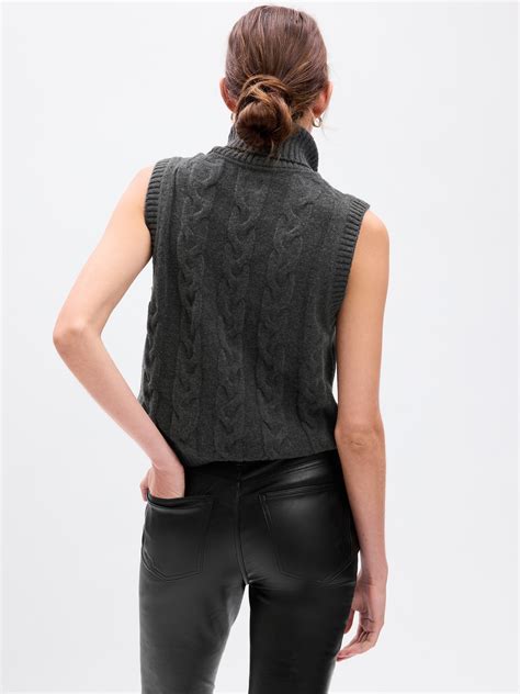 Cashsoft Cable Knit Turtleneck Sweater Tank Gap
