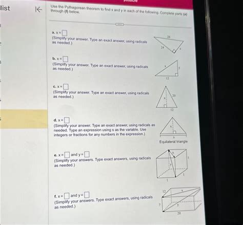 Solved Use The Pythagorean Theorem To Find X And