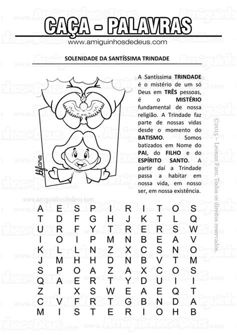 Atividade para Catequese Solenidade da Santíssima Trindade
