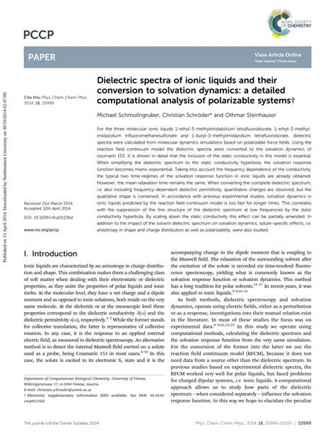 pdf dielectric spectra of ionic liquids and their conversion to solvation dynamics a detailed