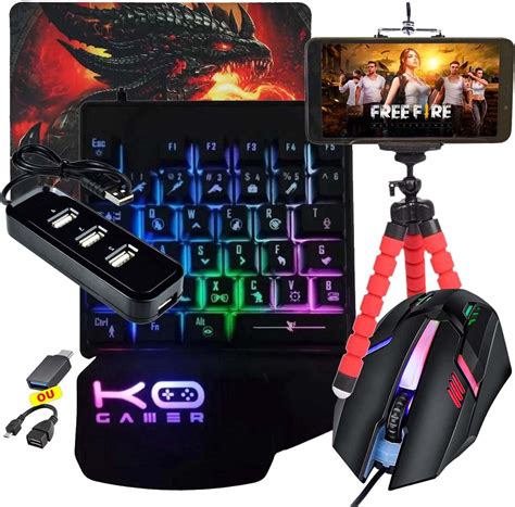 Kit Mobilador Gamer Teclado One Hand Rgb Mouse Óptico 1600dpi