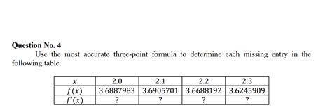solved question no 4 use the most accurate three point